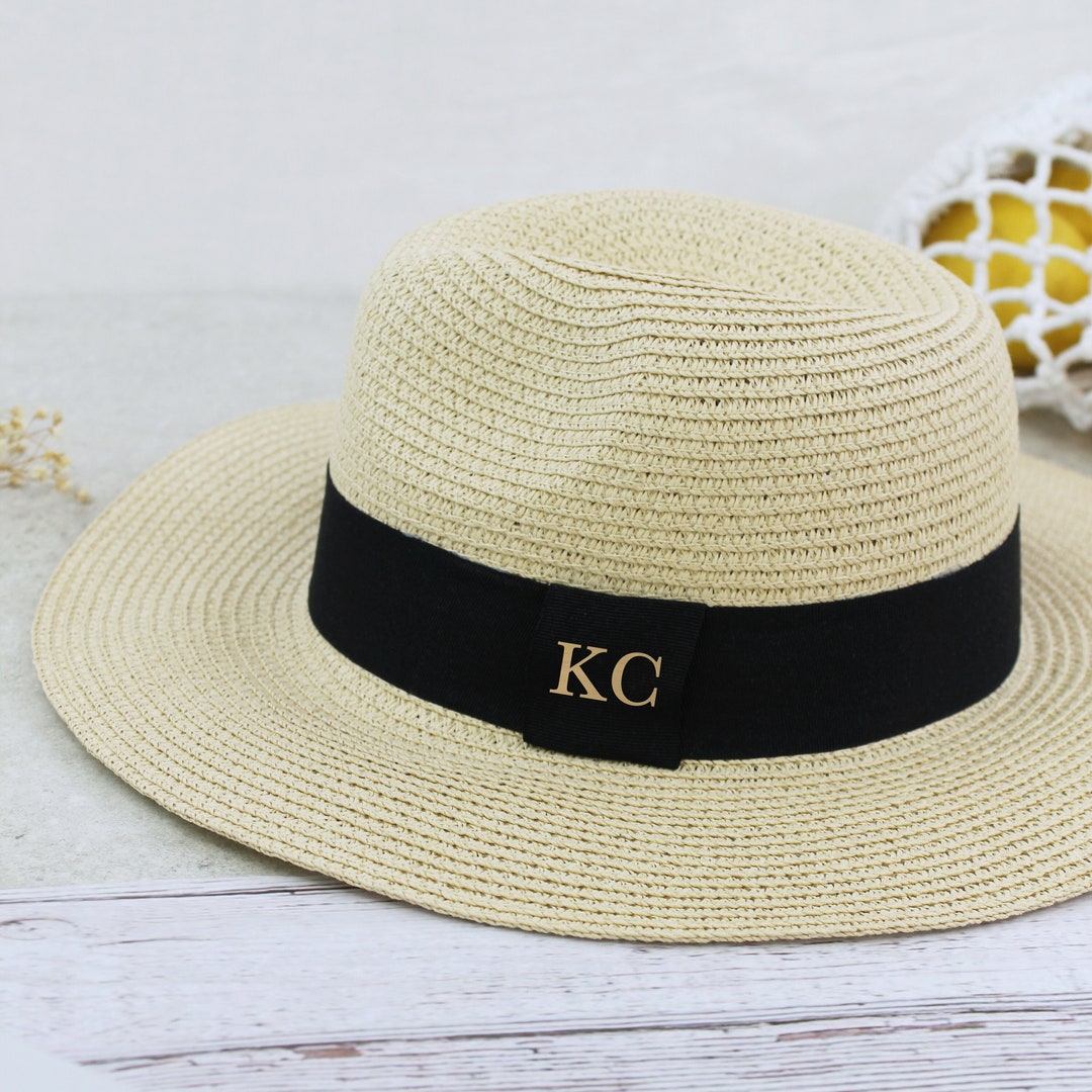 Personalised Beach Hat With Initials Adjustable Monogram Straw Hat Hen ...