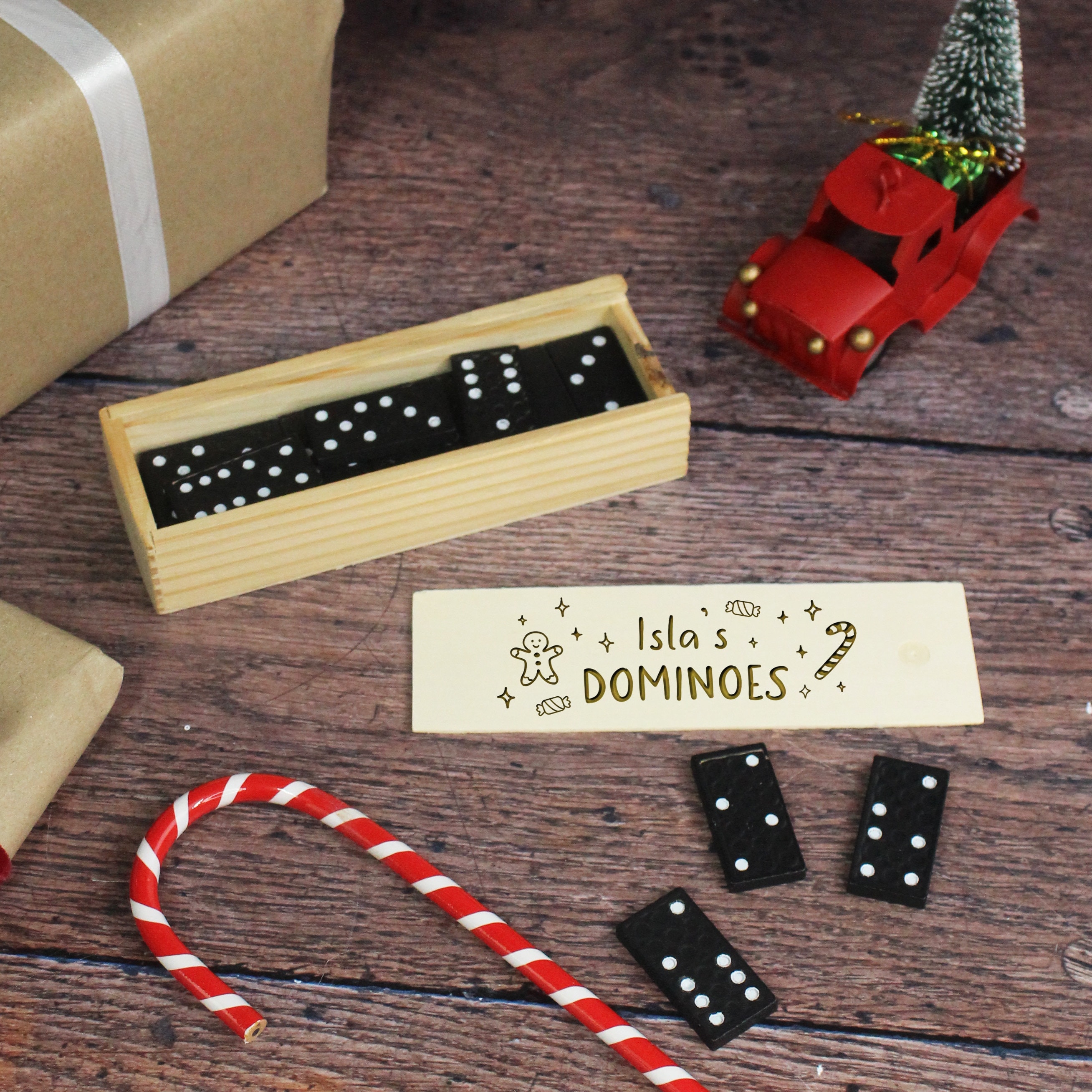 Personalised Christmas Dominoes Tile Game, Wooden Christmas Game ...