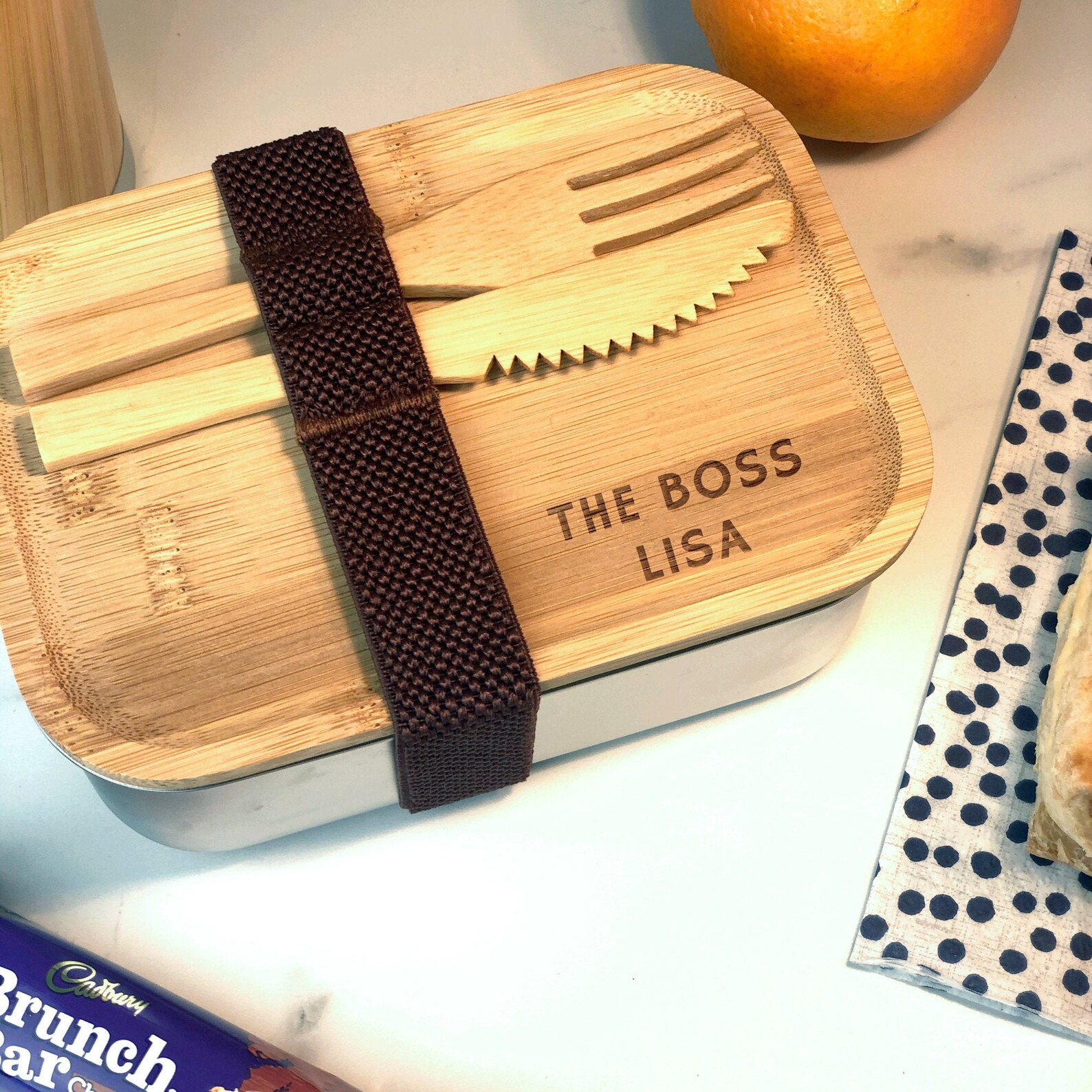 Personalised Metal and Wood Lunch Box With Wooden Bamboo Lid - Etsy