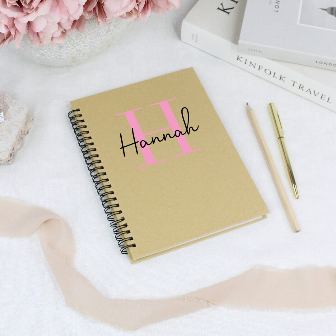 Name and Initial Personalised Notebook, Spiral Bound Lined Notepad ...