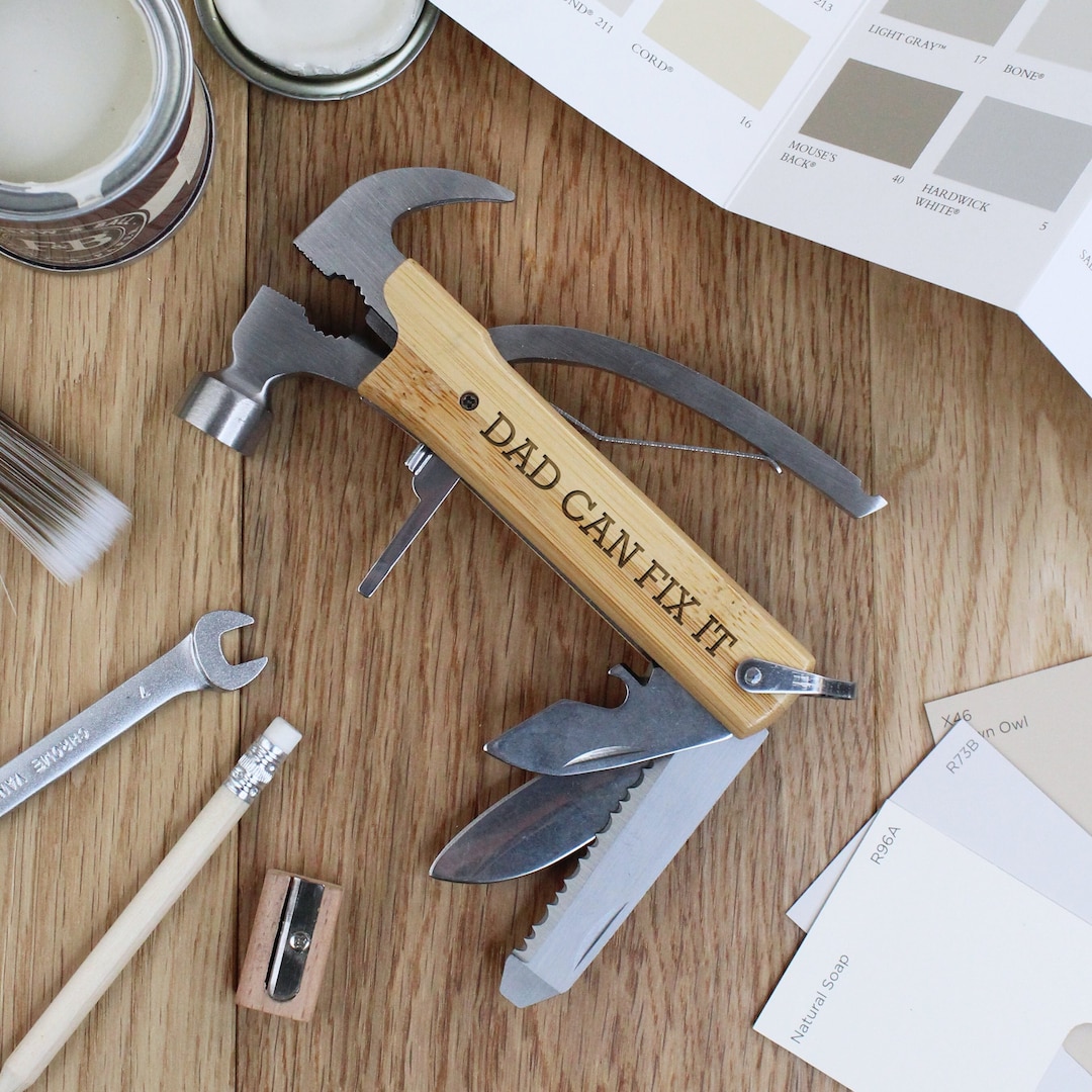 Personalised Hammer Dad Can Fix It Multitool Grandad Fathers Day Gift ...