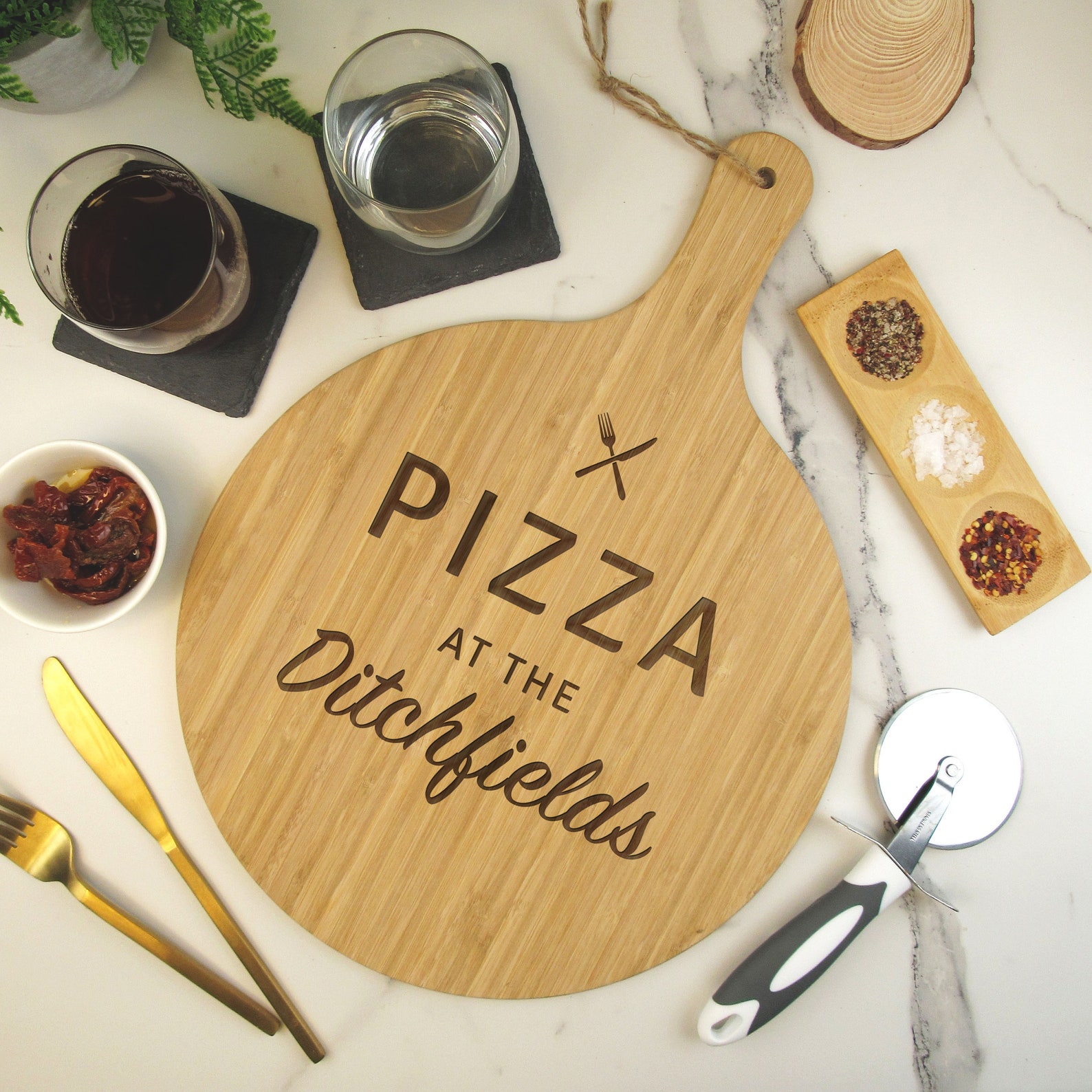Personalised Pizza Serving Board Pizza At The.. Family Name | Etsy