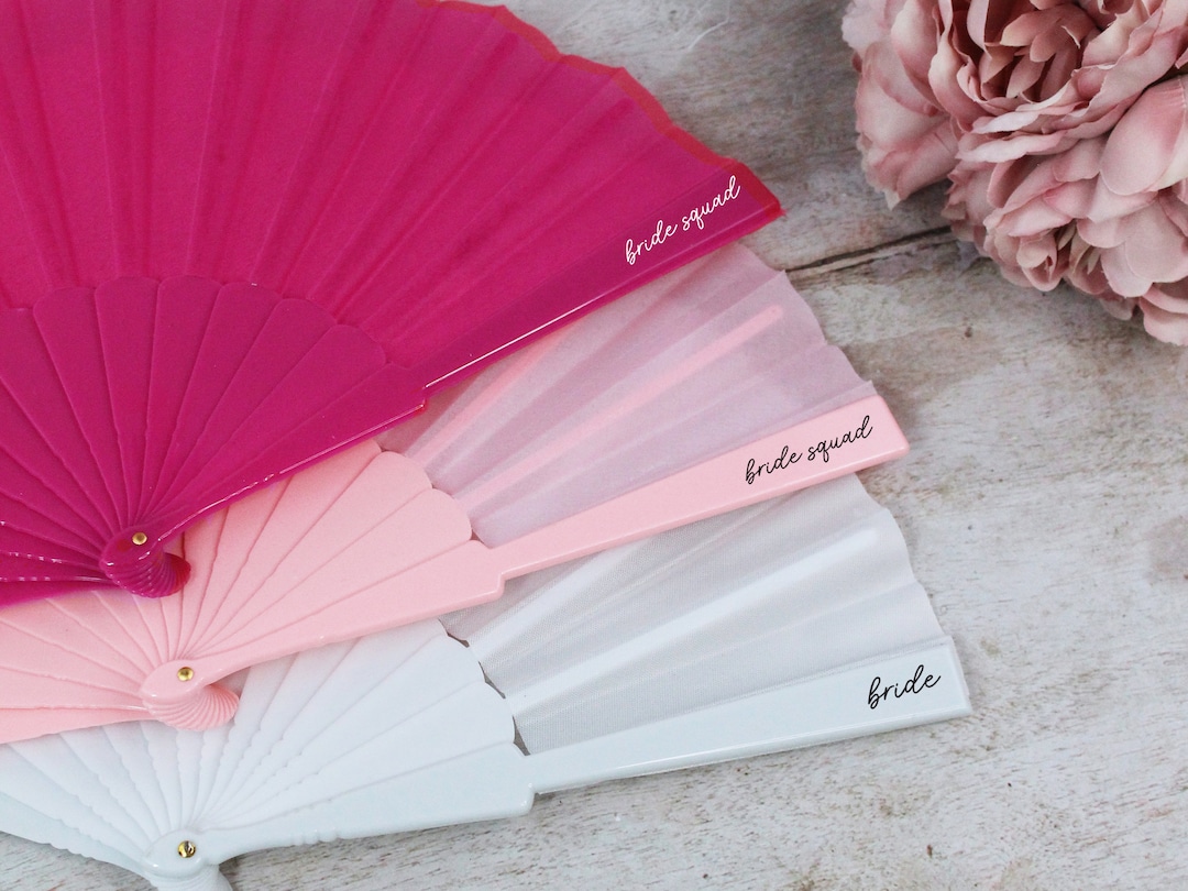 Bride Squad Fans, Pink & White Hen Party Fan Favours Bridal Party ...