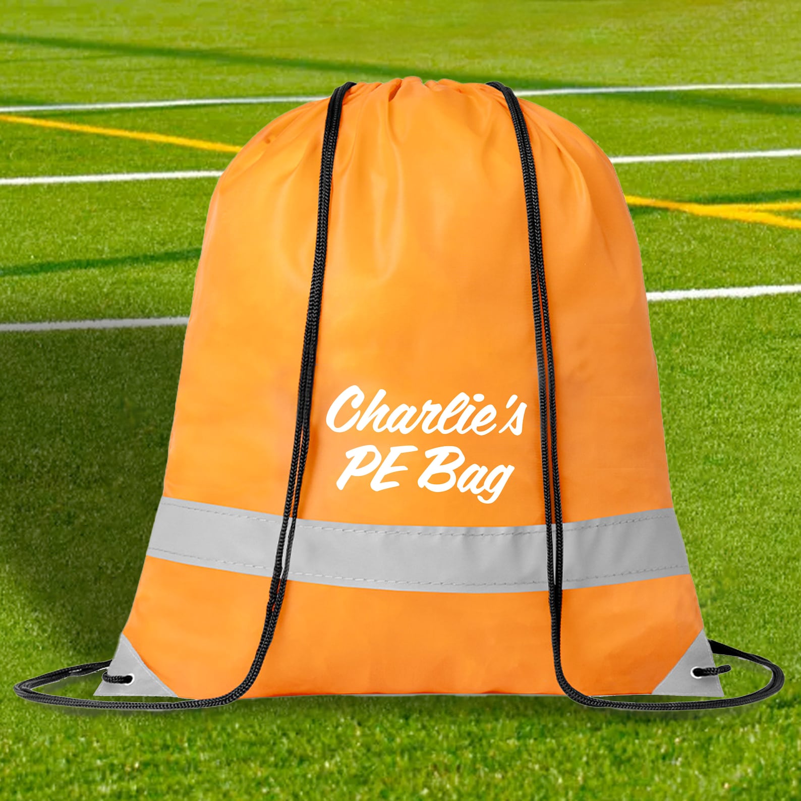 Personalised High Viz Reflective Drawstring Bag Back to School Children ...