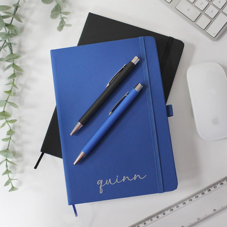 Notebook & Pen Set Personalised Name Office Journal New Employee Gift ...