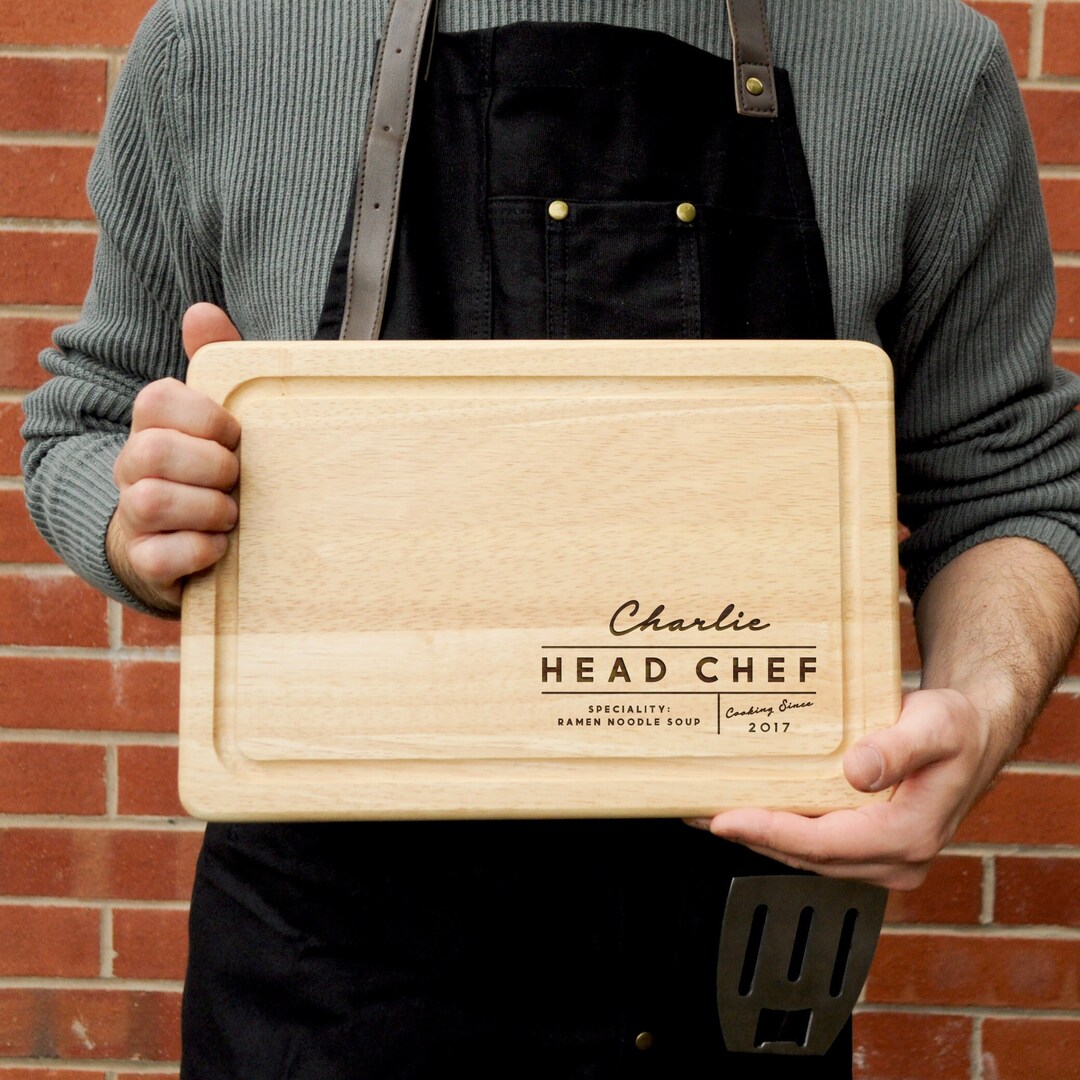 Head Chef Personalised Wooden Chopping Board, Cutting Serving, Family ...