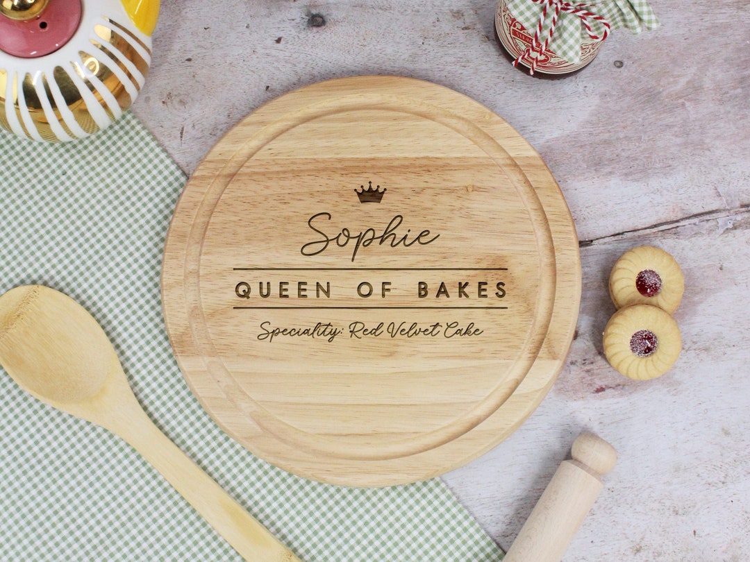 Personalised Queen of Bakes Cake Stand Presentation Board, Wooden ...