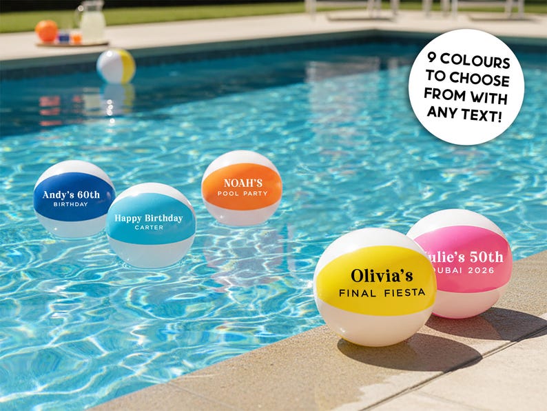 Personalised Beach Ball Pool Party | Custom Name Inflatable Beach Ball ...