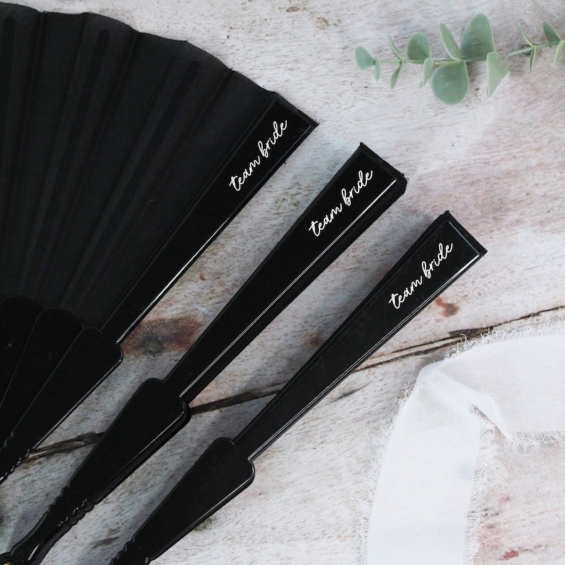 Team Bride Black & White Fans, Bridal Party Destination Hen Do, Summer ...