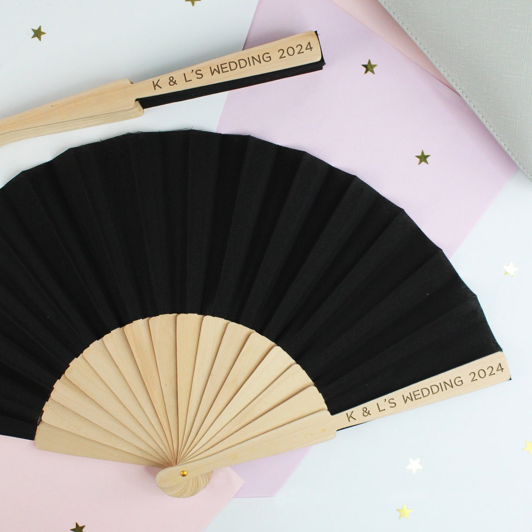 Personalised Wedding Day Hand Fan, Wooden Handheld Fans, Custom Text ...