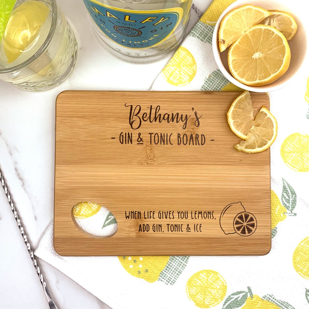 Personalised Gin and Tonic G & T Lemon / Lime Cutting Chopping Board ...