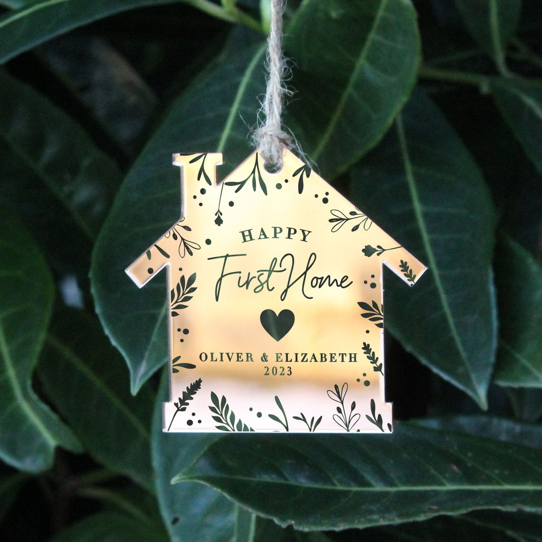 Personalised Happy First Home Hanging Decoration, Acrylic House Warming ...
