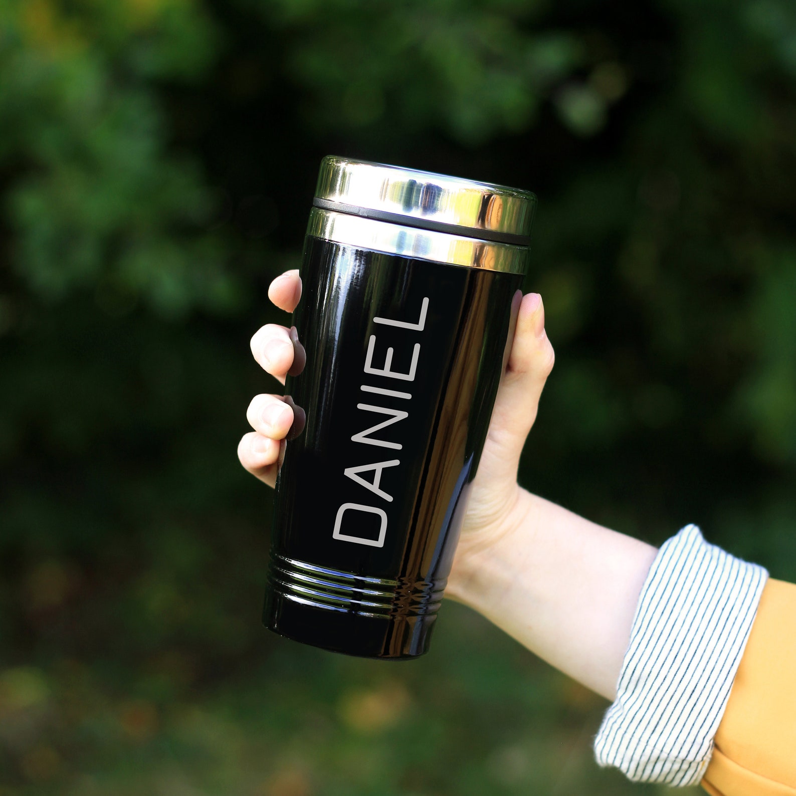 Your Business Logo Personalised on Metal Coloured Travel Cup ...