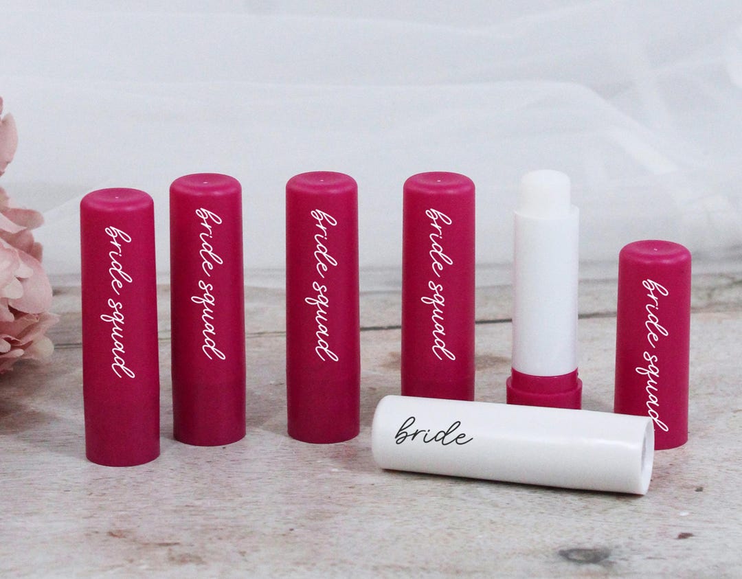 Pink Bride Squad Lip Balms, White Bride Lip Balm, Pink Hen Party Theme ...