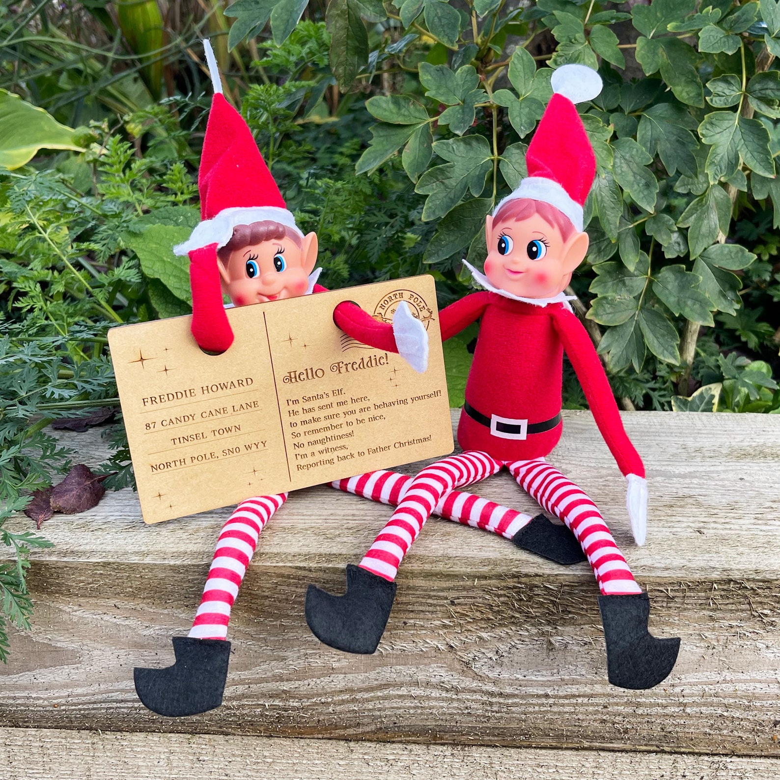 Elf Arrival Postcard, Wooden Christmas Postcard, Personalised Elf ...