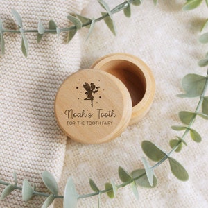 Personalised Tooth Fairy Box, First Tooth Keepsake, Wooden Trinket, New ...