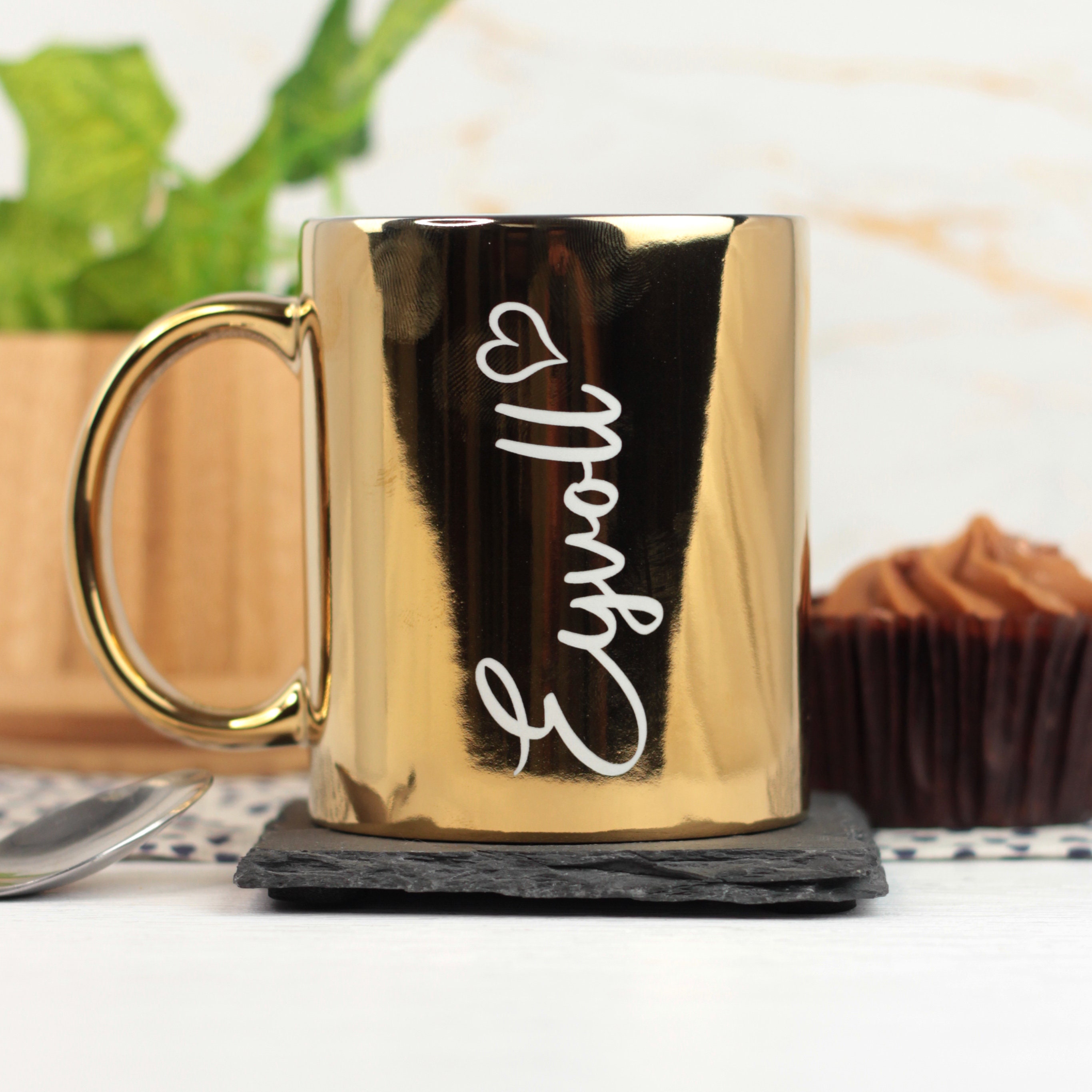 Personalised Silver Gold Metallic Coffee Cup / Tea Mug - Etsy UK