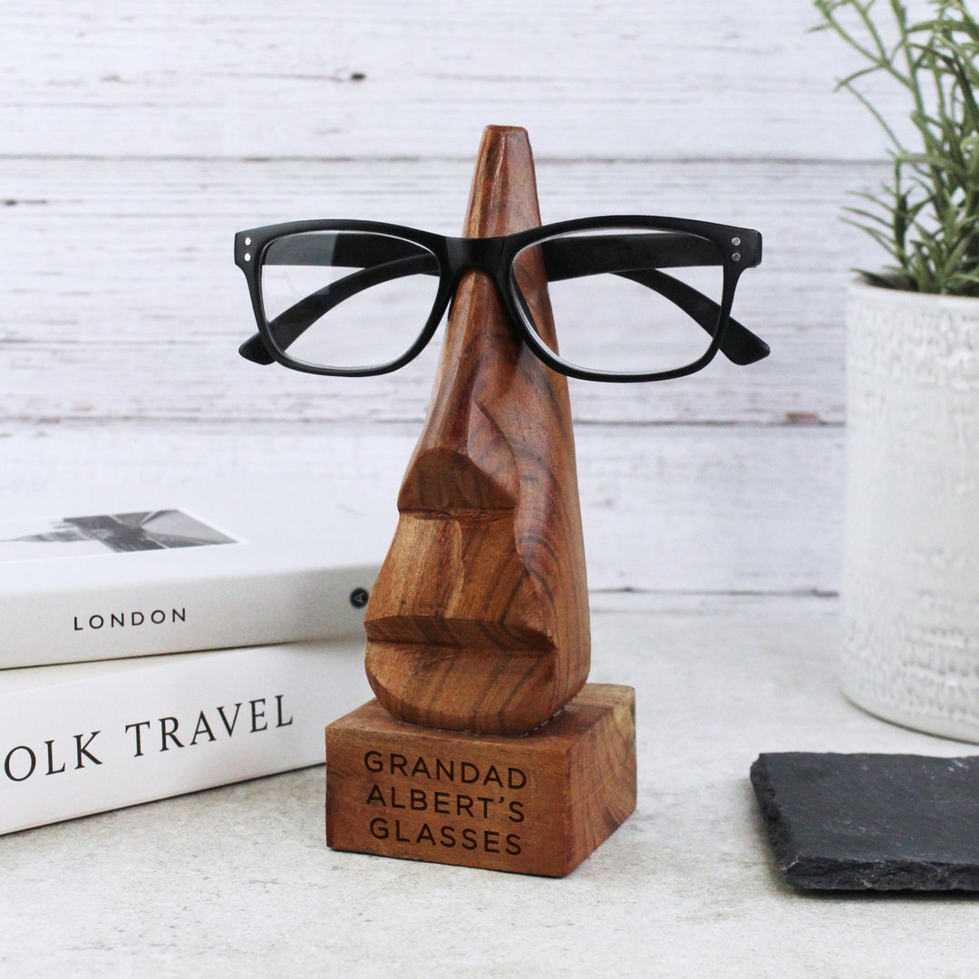 Men’s Glasses Stand, Personalised Fathers Day Gift for Grandad, Wooden ...