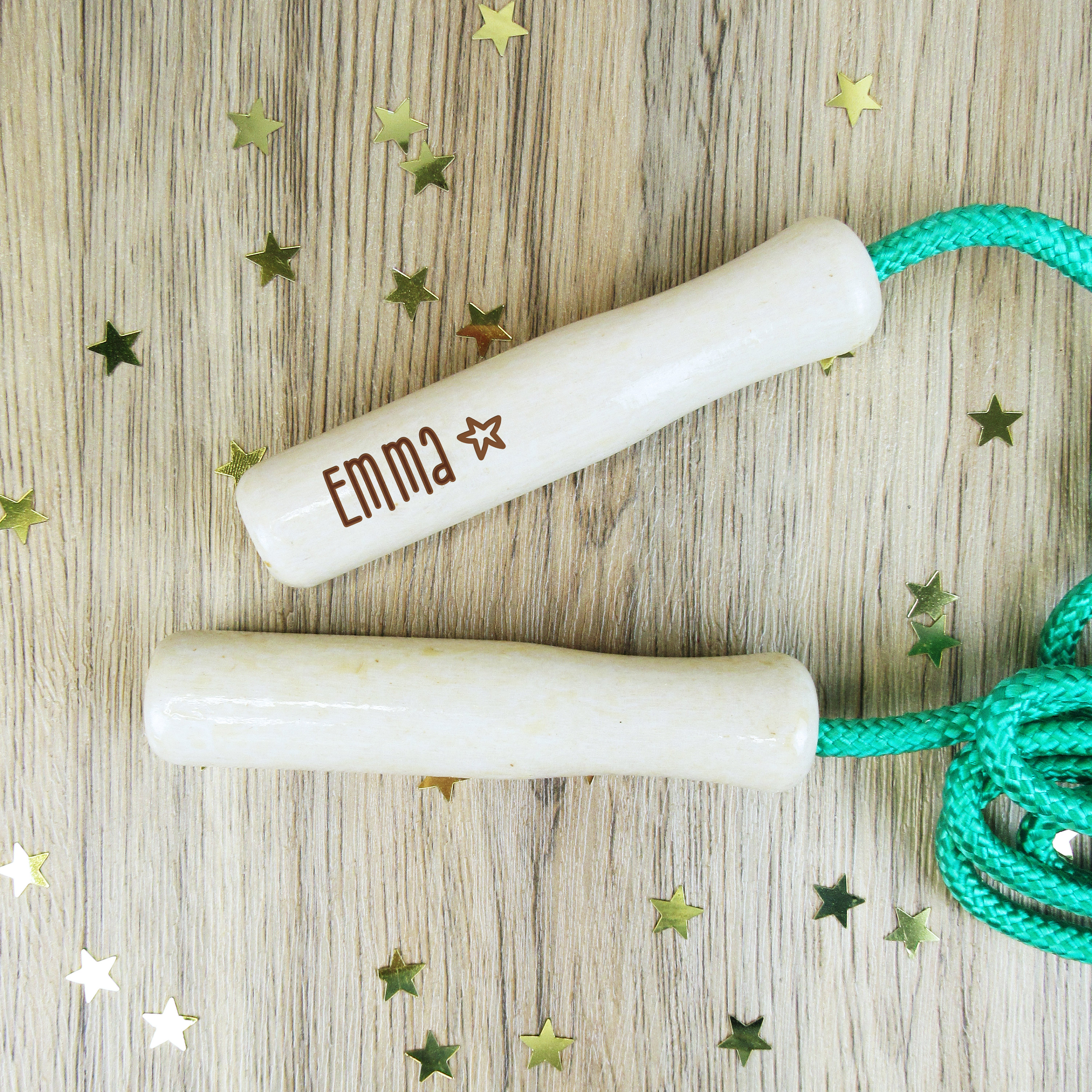 Personalised Wood & Coloured Children's Skipping Rope With Any Name ...