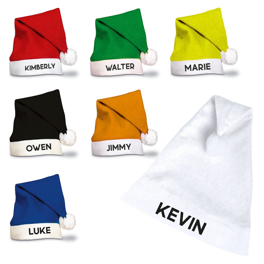 Personalised Santa Hat With Any Name, Colourful Polyester Christmas Hat ...