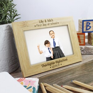 First Day at School Photo Frame, Personalised Wooden School Photo ...