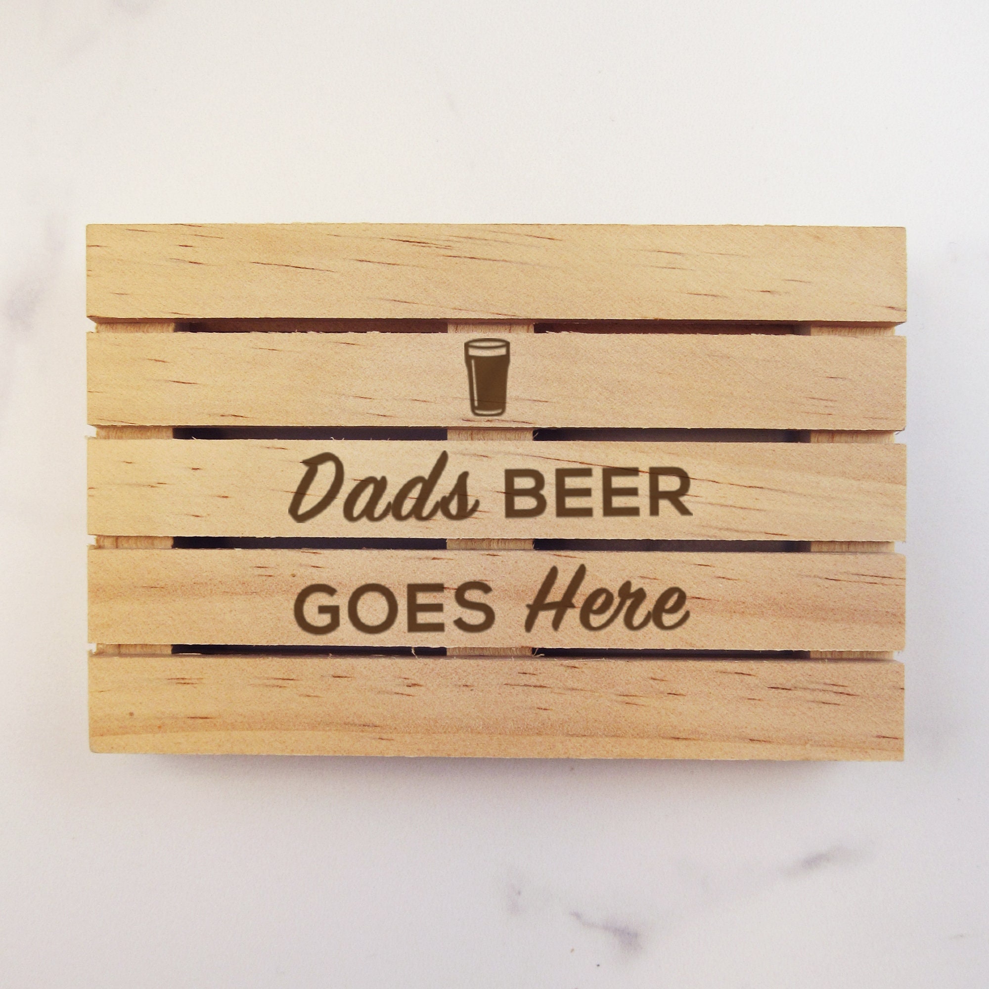 Personalised Pallet Coaster Dad's Beer Goes Here Wooden - Etsy