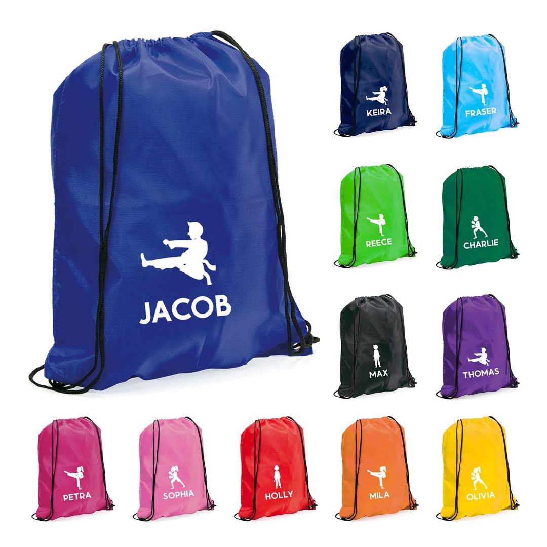 Children's Personalised Martial Arts Drawstring Bag Back to School ...