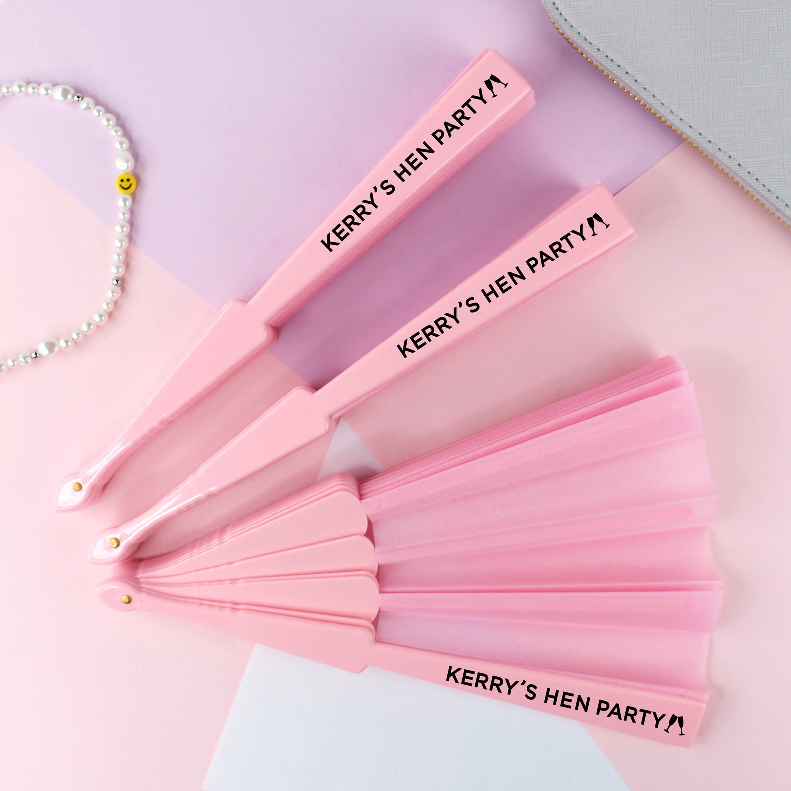 Personalised Pink Hand Fan Hen Party Fan Bridal Party - Etsy UK