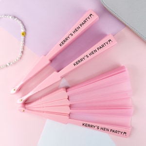 Personalised Pink Hand Fan, Hen Party Fan, Bridal Party Favours for Hen ...