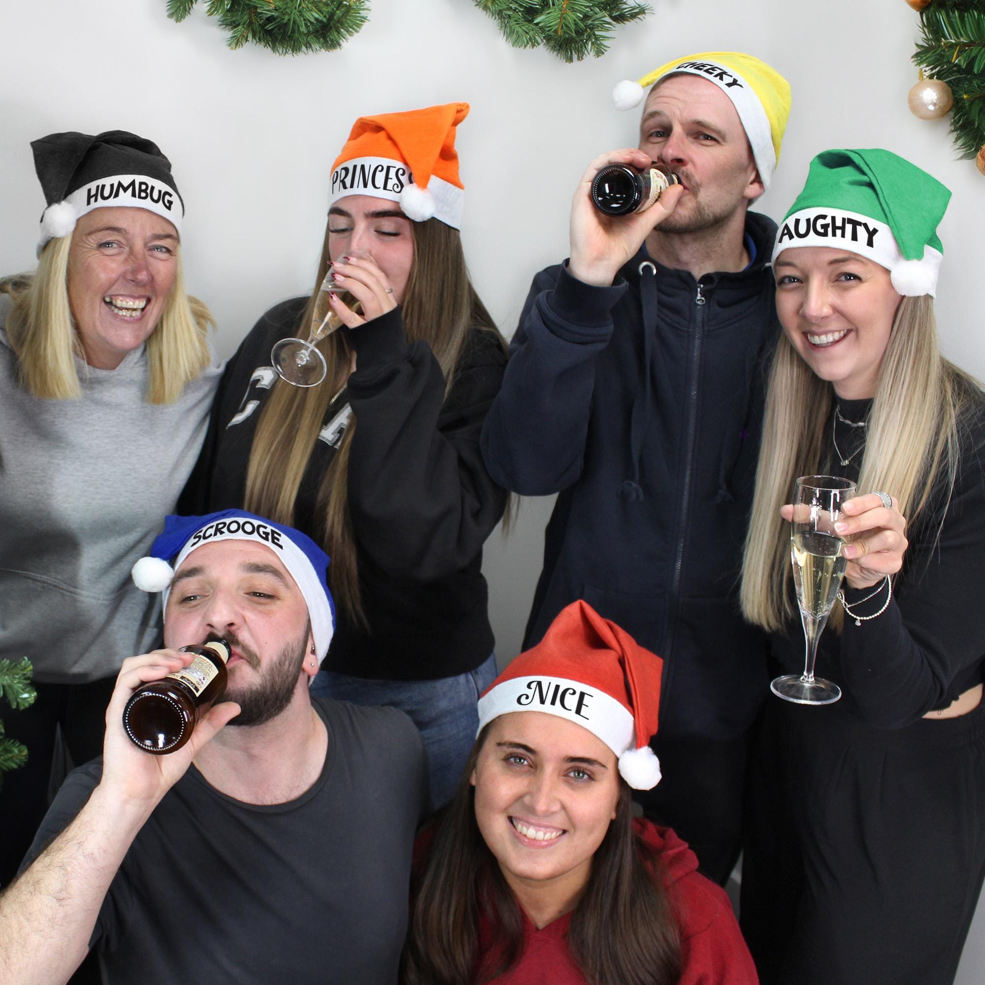 Personalised Santa Hat With Any Name, Colourful Adult Christmas Hats ...