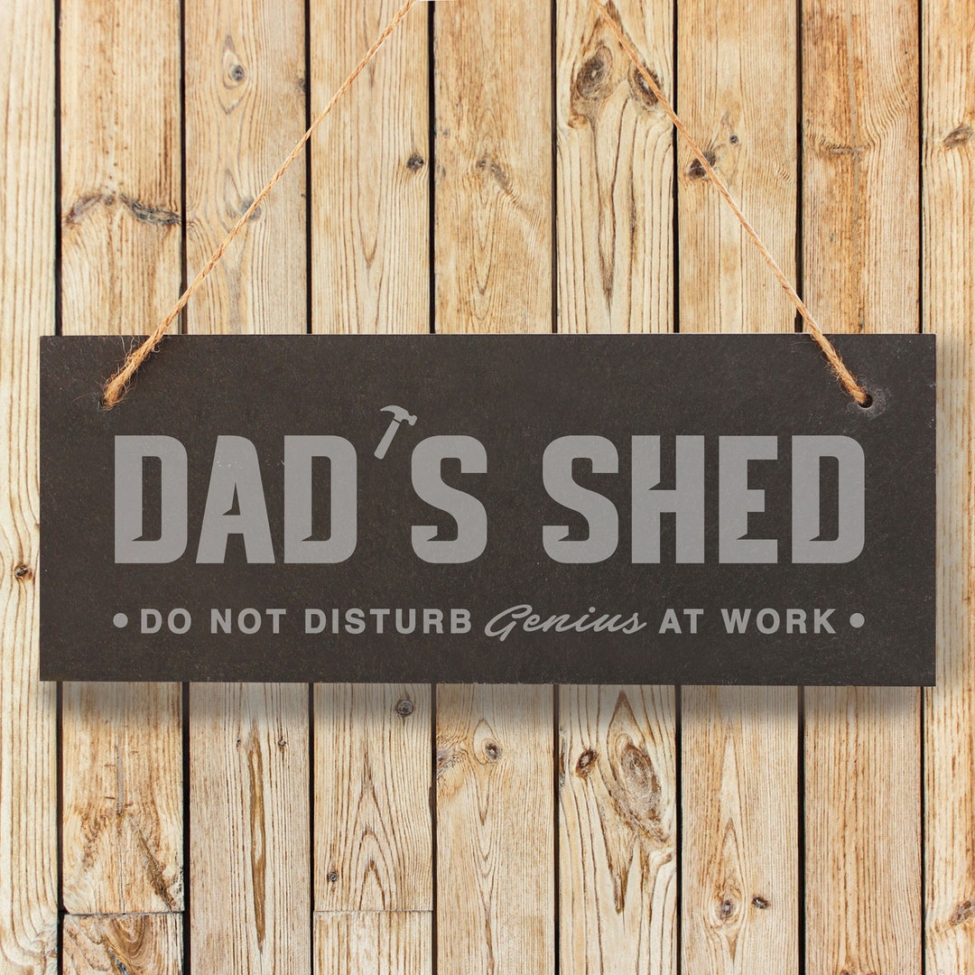 Personalised Door Sign Dad's Shed Hanging Slate Plaque Unique Father's ...