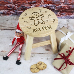 Personalised Child’s Wooden Christmas Stool With Any Name, Xmas Gift ...