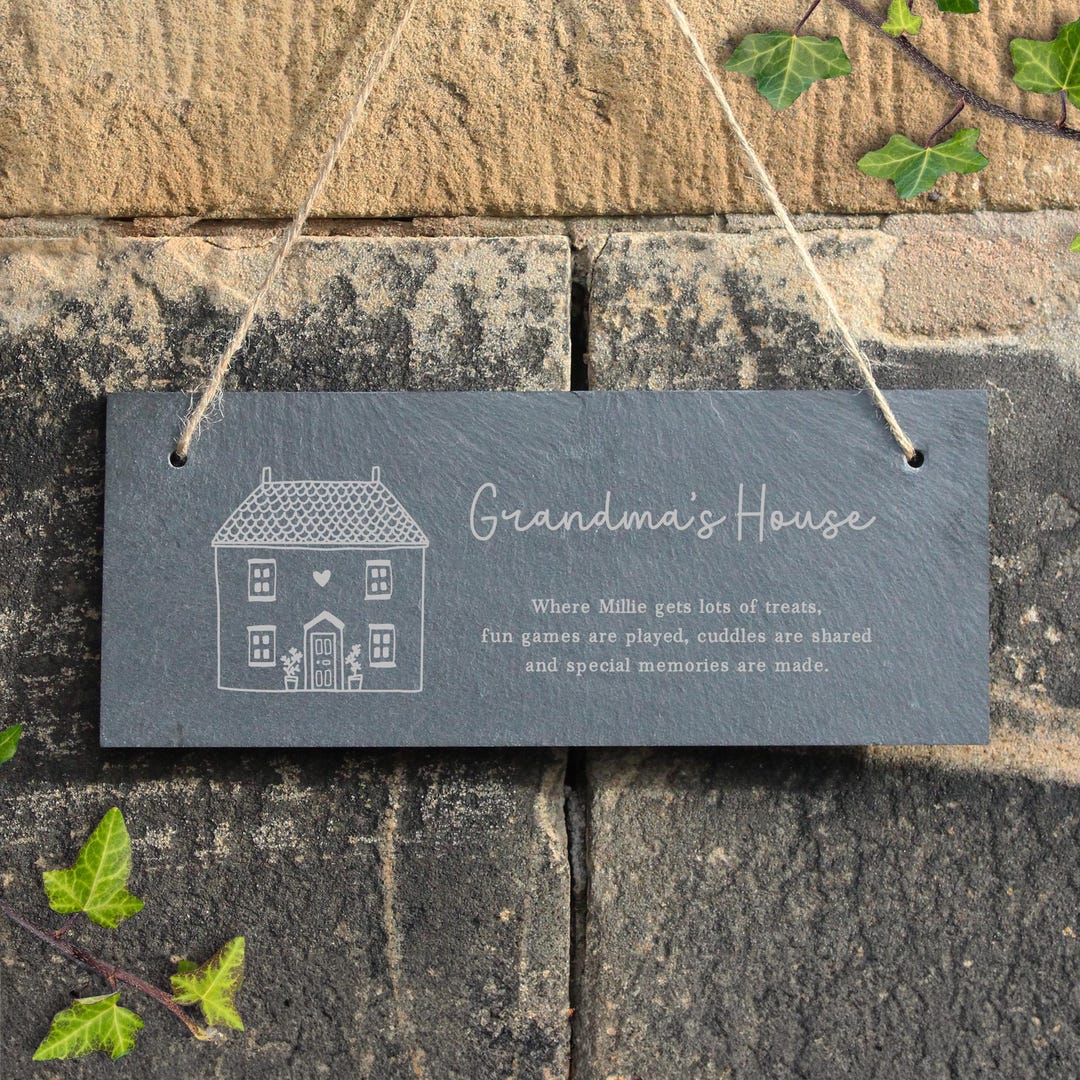 Grandma’s House Sign, Personalised Wall Hanging Slate Plaque, Mother's ...