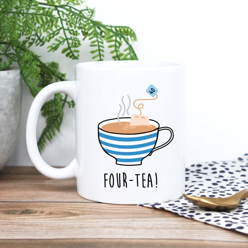 Engraved Shiny Metallic Silver Coffee Mug Cup "four-tea" Design ...