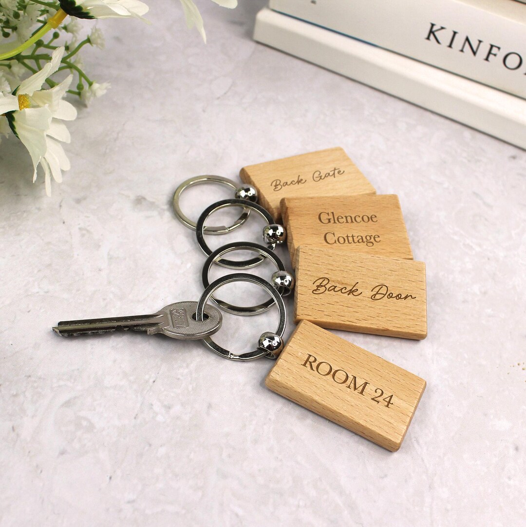 House Key Tags, House Key Fobs, Personalised House Keyrings, Wooden ...