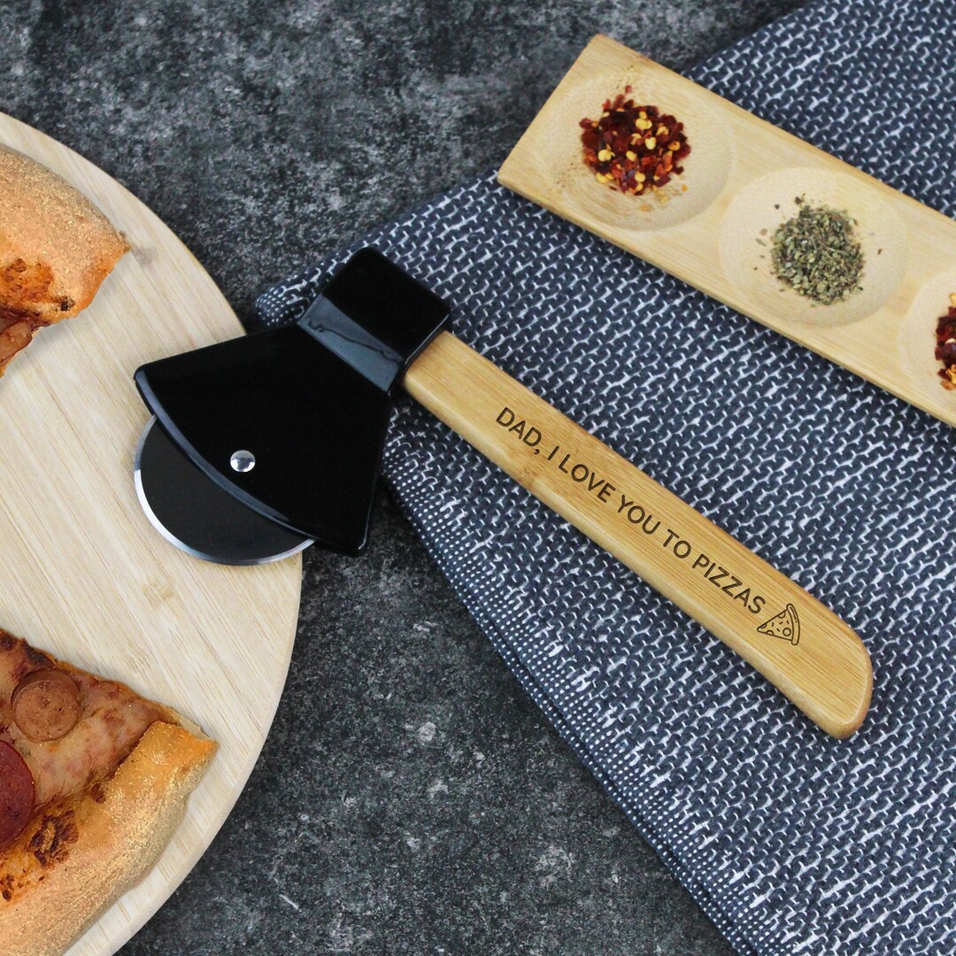 Pizza Wheel Axe Slicer / Cutter Personalised With Any Text, Wooden ...