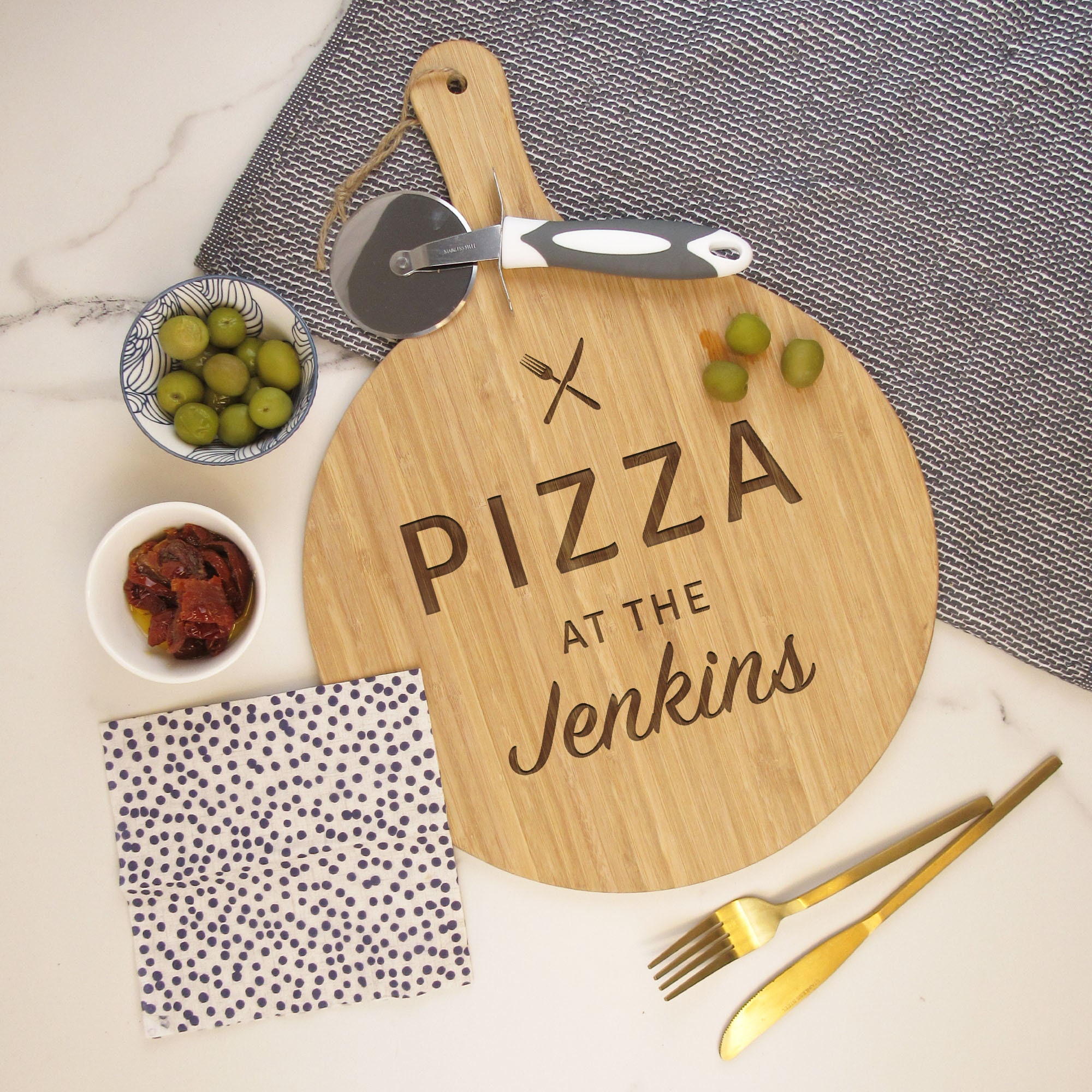 Personalised Pizza Serving Board Pizza At The.. Family Name | Etsy