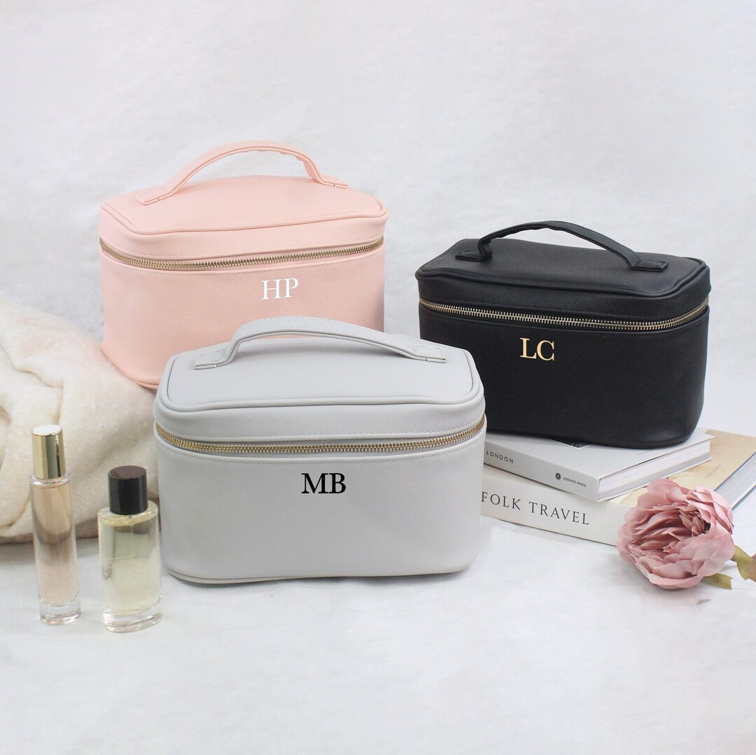 Personalised Makeup Bag With Handle, Vanity Make up Accessory Case With ...