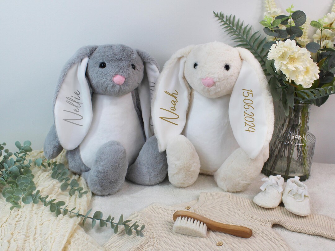 Personalised Bunny Rabbit, Baby Name & Date of Birth, New Baby Keepsake ...