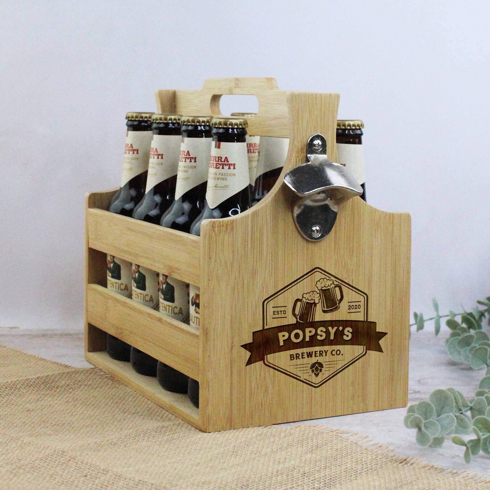 Grandad’s Brewery Beer Bottle Crate, Wooden Beer Box With Bottle Opener ...