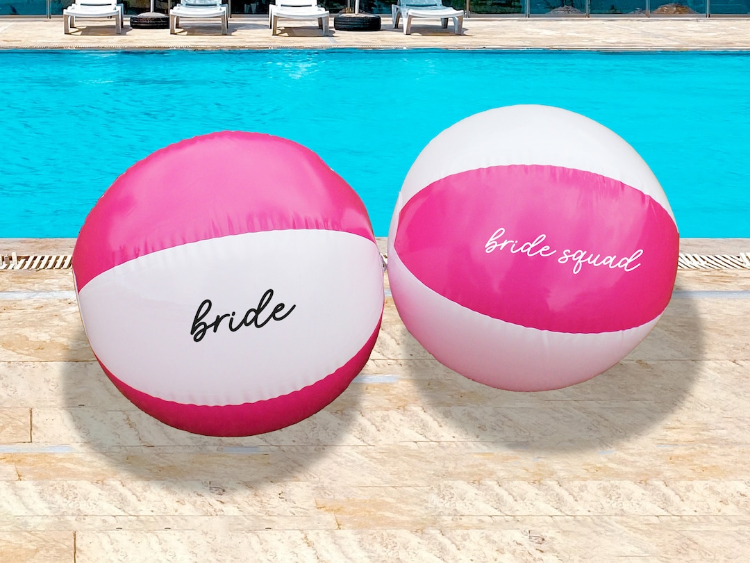 Bride Squad Hen Party Beach Balls, Pink & White Beach Ball, Bridal ...