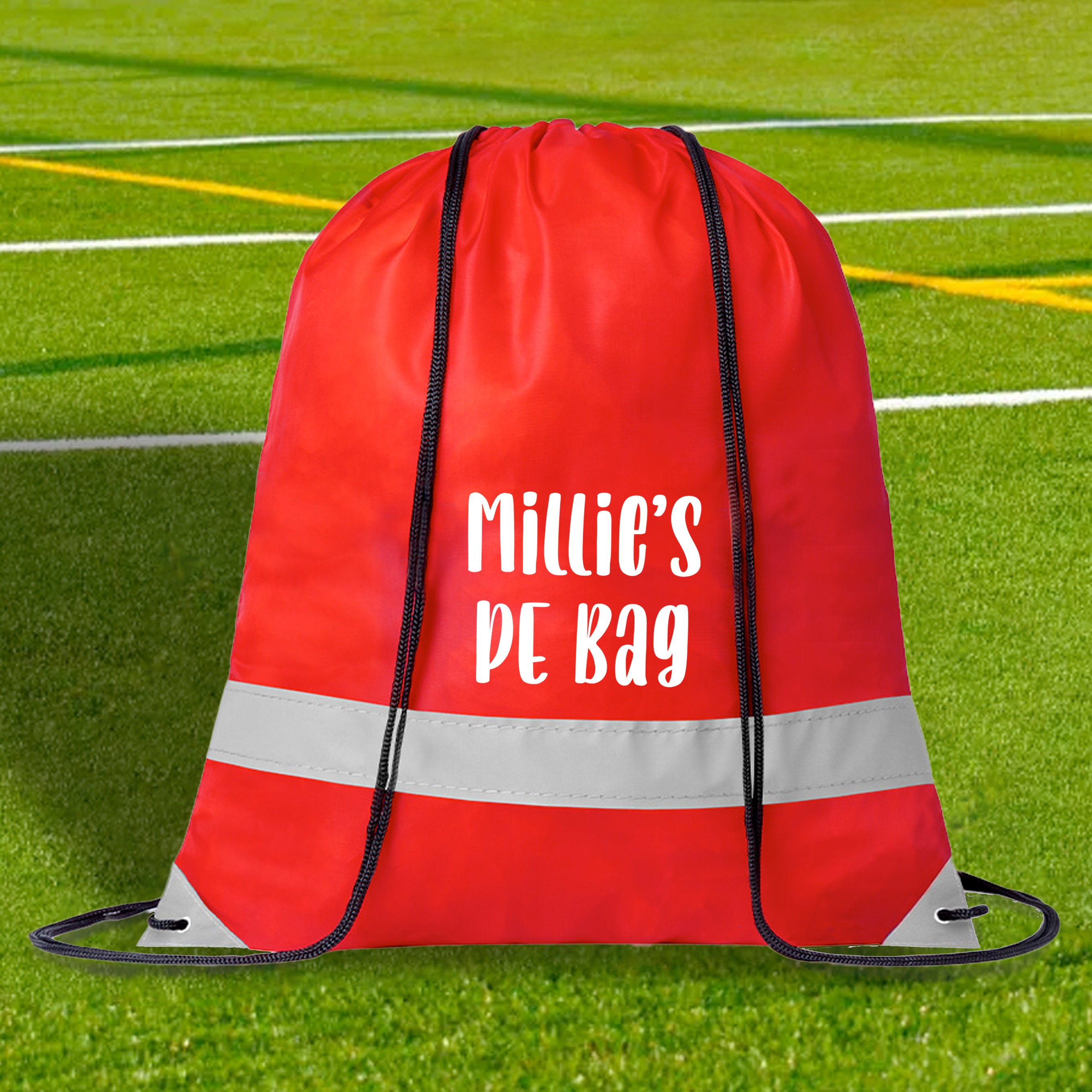 Personalised High Viz Reflective Drawstring Bag Back to School Children ...