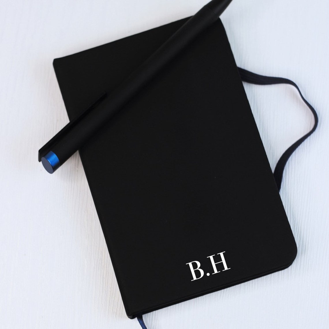 Initial Notebook With Lined White Paper Pages, Black Personalised A6 A5 ...