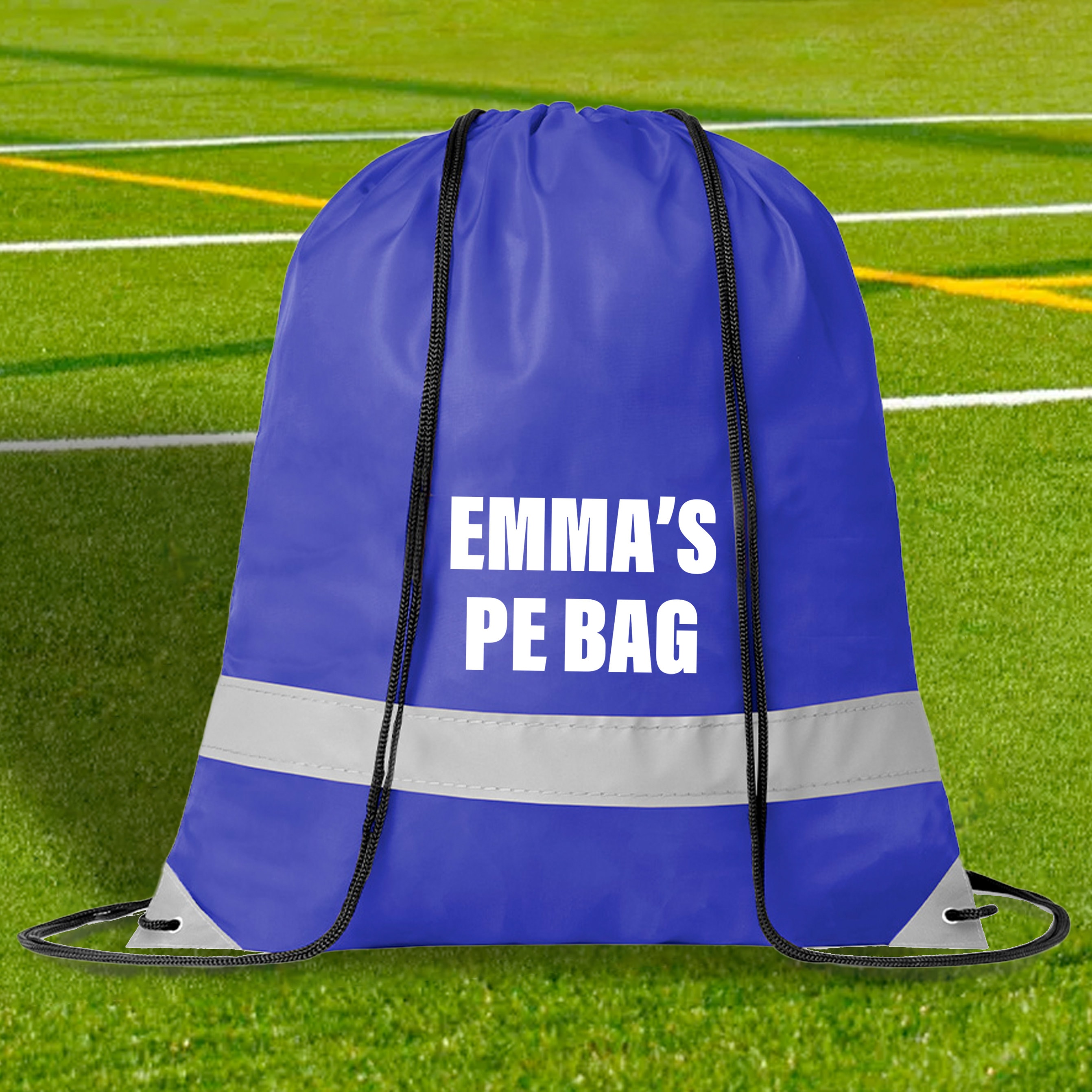 Personalised High Viz Reflective Drawstring Bag Back to School Children ...
