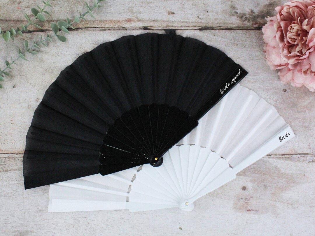 Bride Squad Fans Black and White Hen Party Fan Personalised Bridesmaid ...