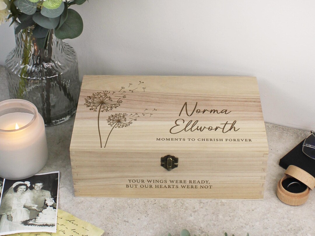 Wooden Memorial Box, Personalised Remembrance Box, Bereavement Sympathy ...