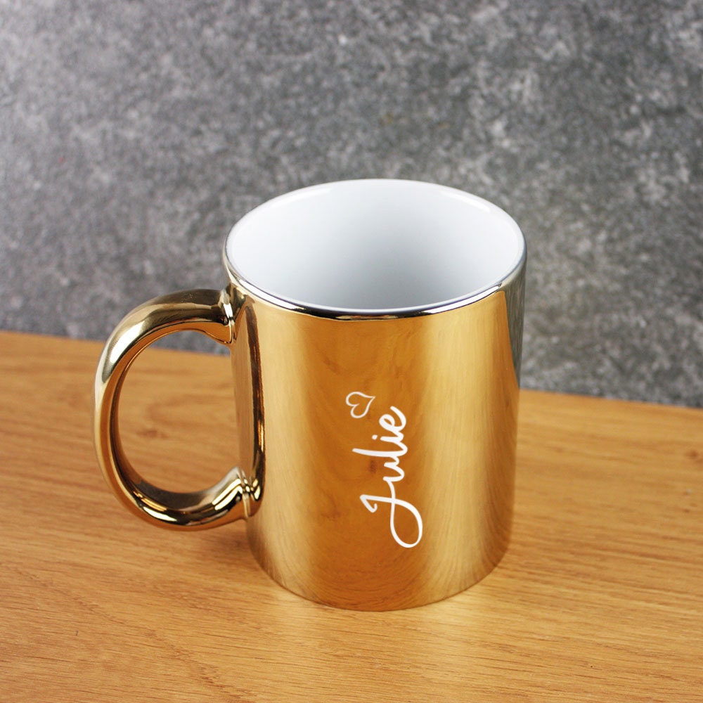 Personalised Silver Gold Metallic Coffee Cup / Tea Mug | Etsy