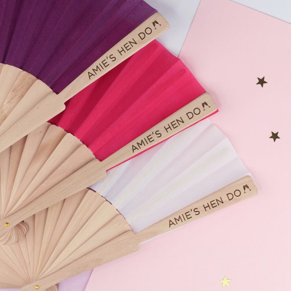 Personalised Wooden Hand Fan Hen Do Fan Bridal Party Favours - Etsy UK