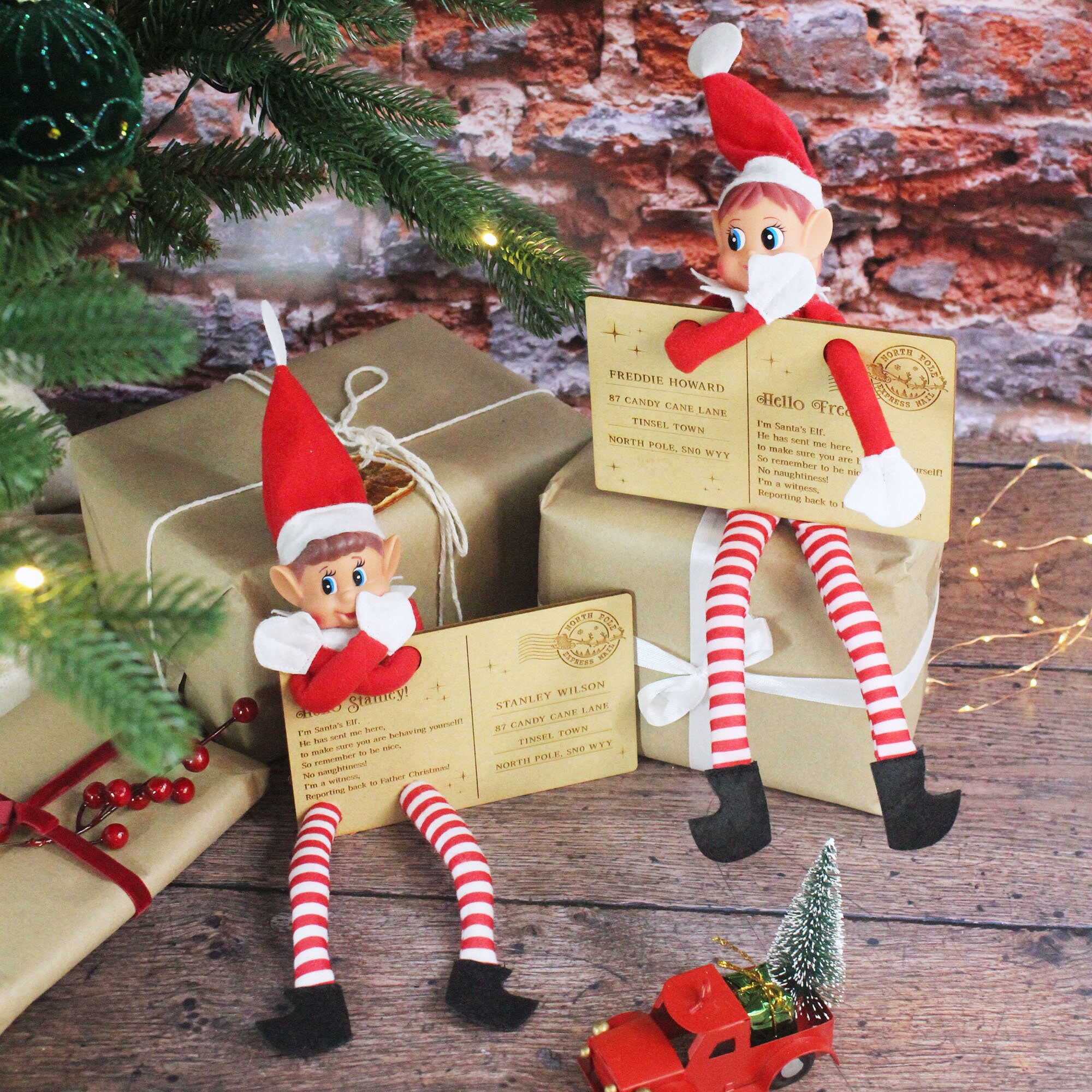 Elf Arrival Postcard, Wooden Christmas Postcard, Personalised Elf ...