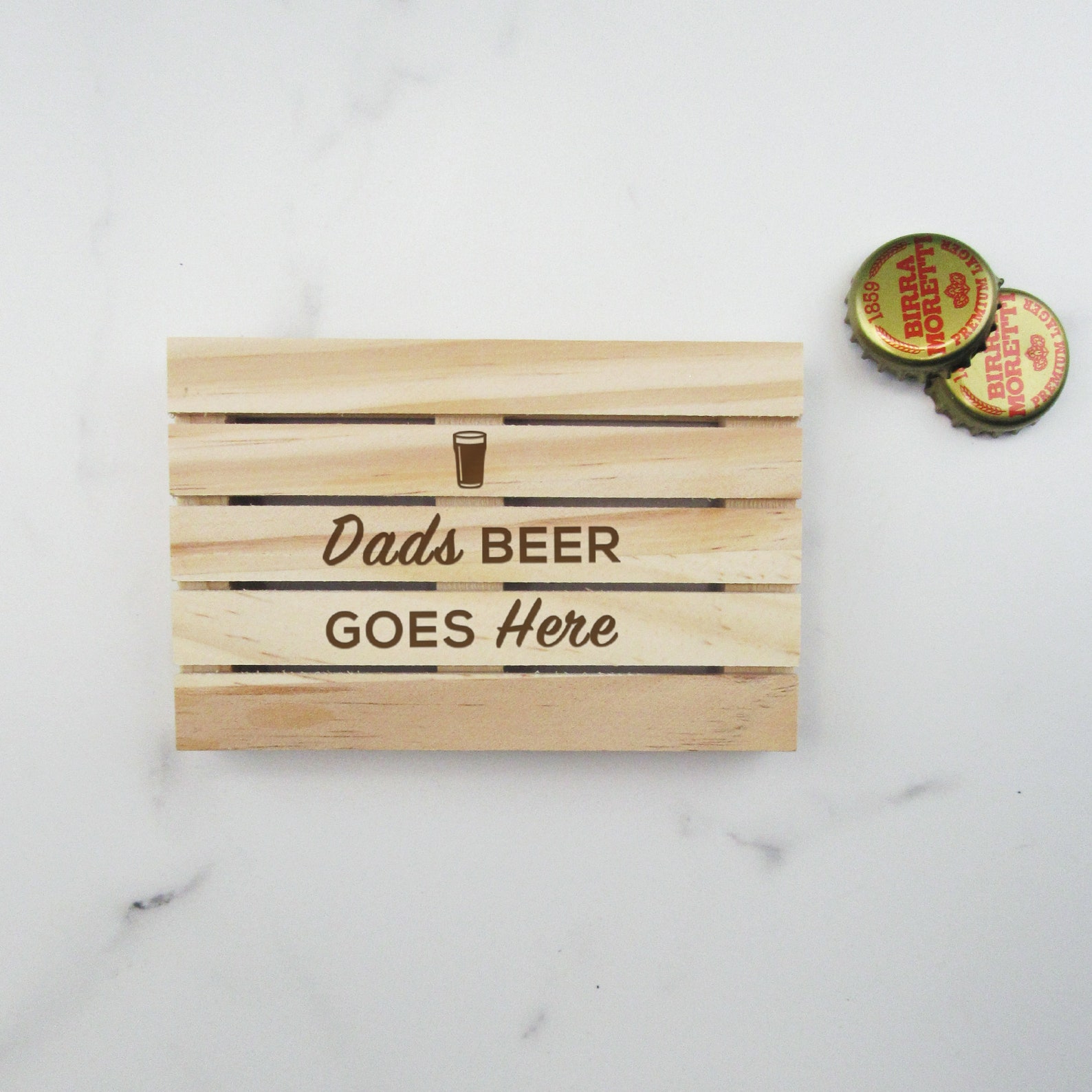 Personalised Pallet Coaster Dad's Beer Goes Here Wooden - Etsy